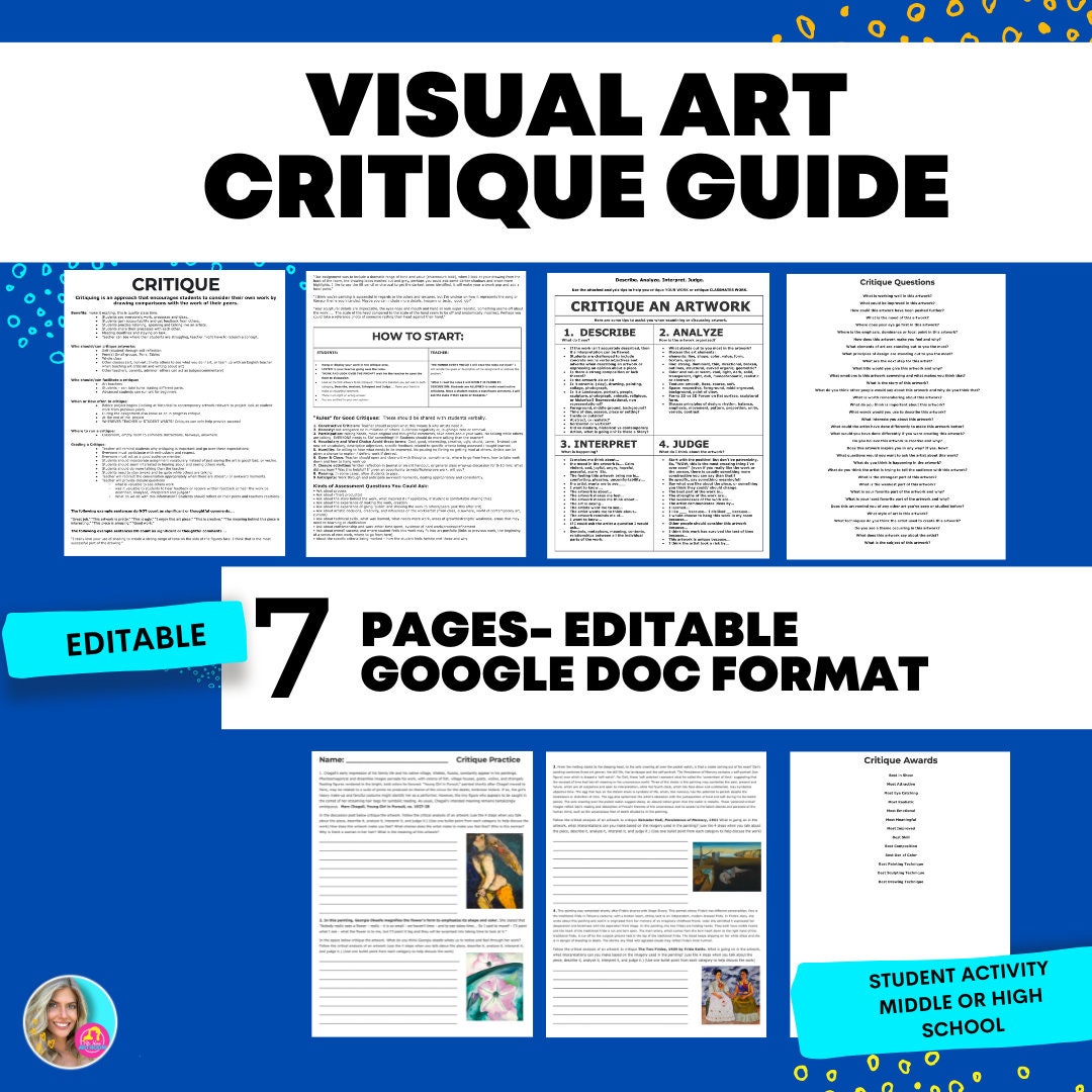 Visual Art Critique Guide With Answer Key: How to Critique an Artwork ...
