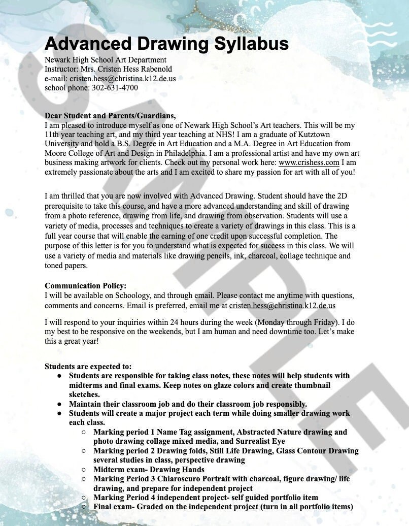 5 Art Courses Syllabus BUNDLE for High School or Middle School Art ...