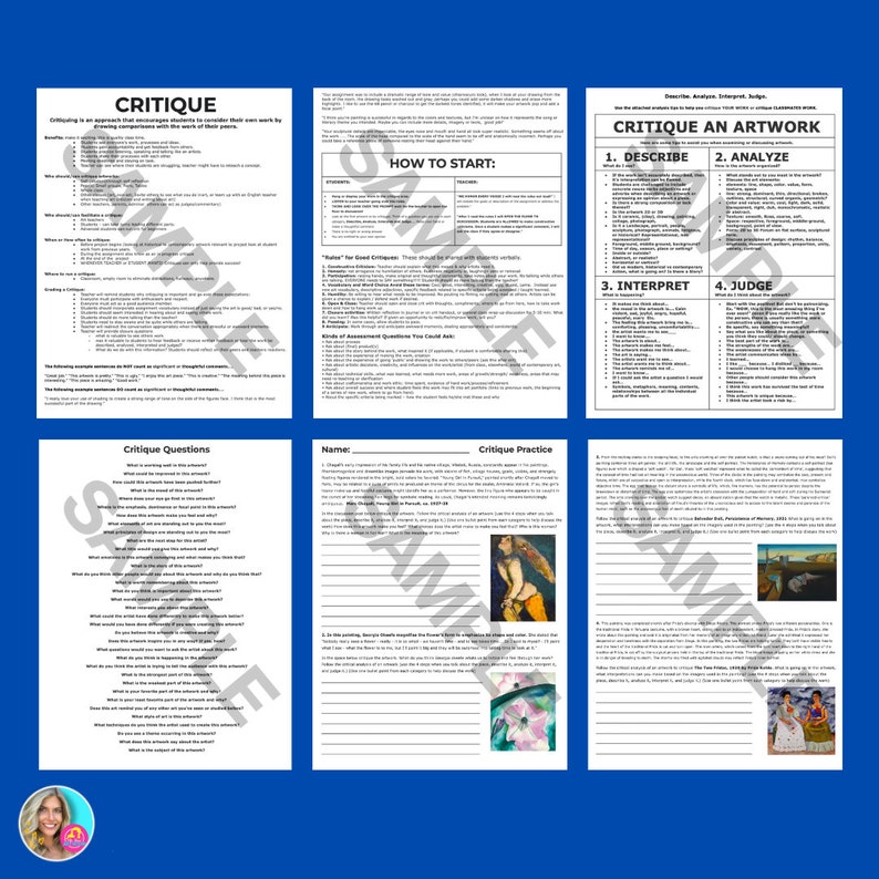 Visual Art Critique Guide With Answer Key: How to Critique an Artwork ...
