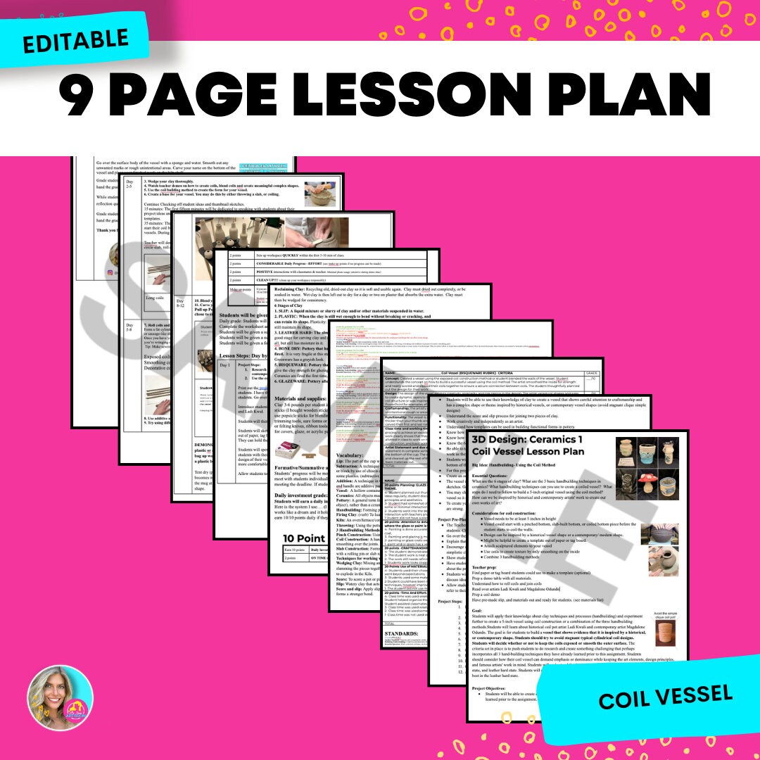 Ceramics Coil Vessel Lesson, Presentation, Handouts, Posters, Rubrics ...
