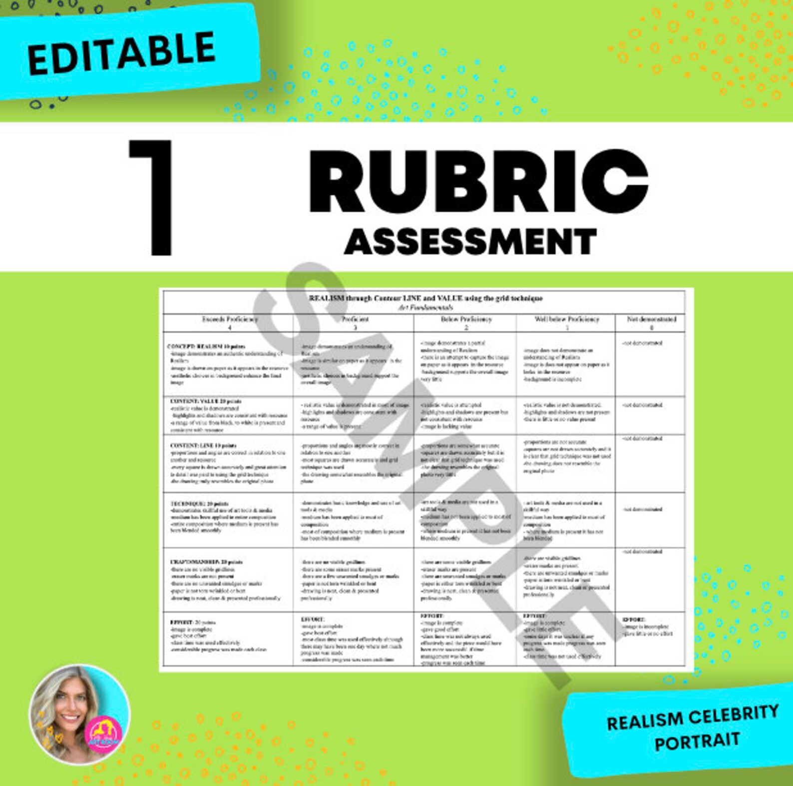 Realism Celebrity Portrait- Using the Grid Method- Middle or High ...