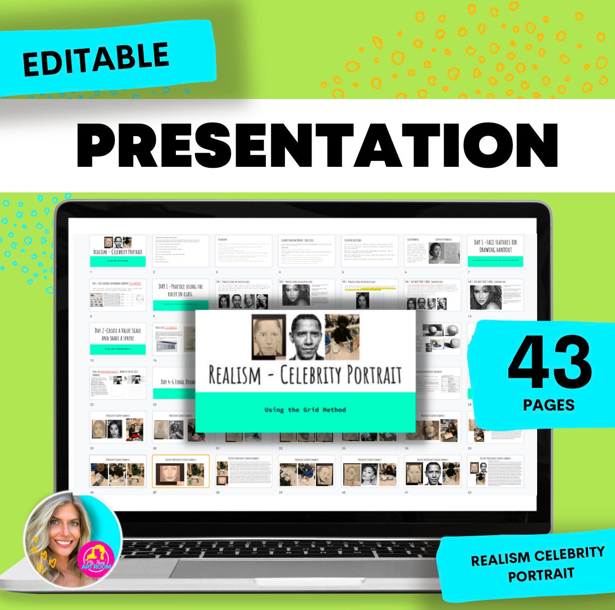 Realism Celebrity Portrait- Using the Grid Method- Middle or High ...