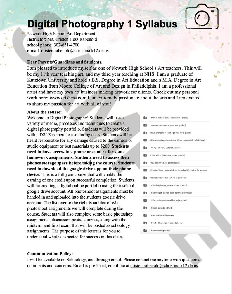 5 Art Courses Syllabus BUNDLE for High School or Middle School Art ...