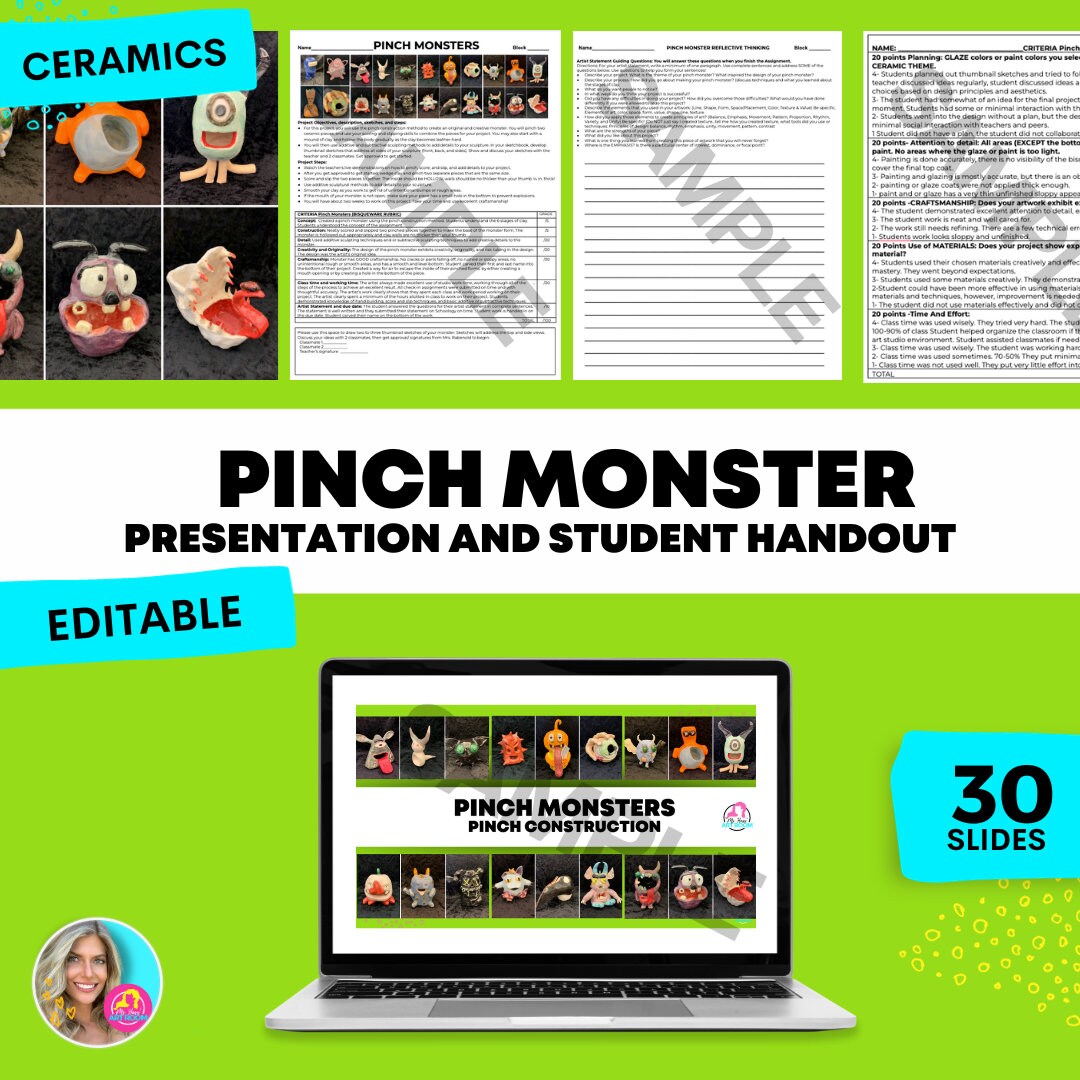 Ceramics and Clay Pinch Monster, Lesson, Presentation, Handouts ...