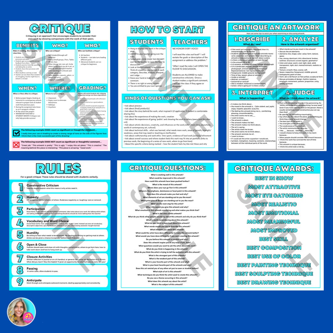 Visual Art Critique Guide With Answer Key: How to Critique an Artwork ...