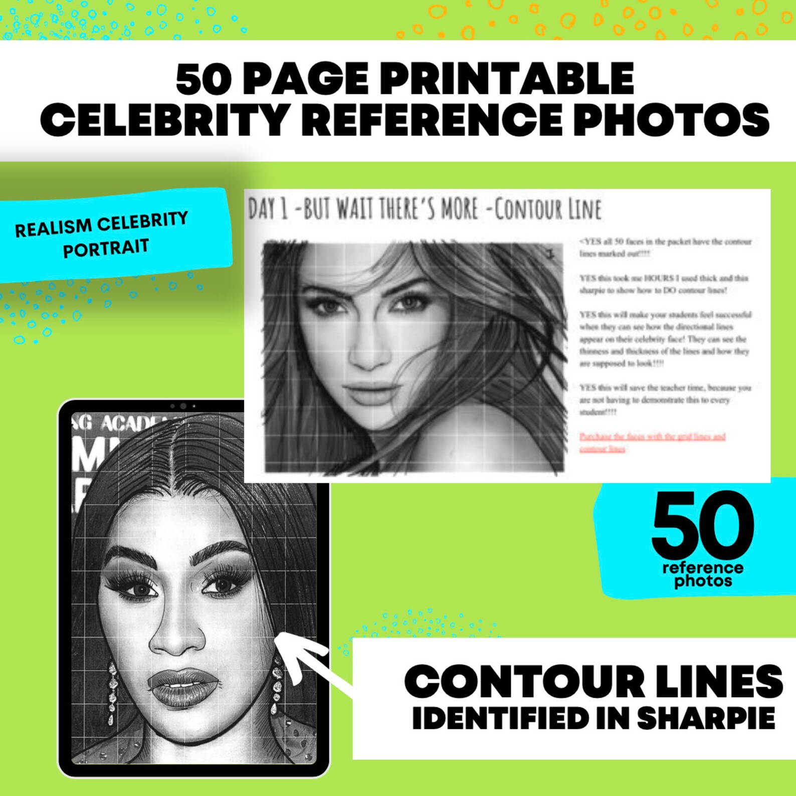 Realism Celebrity Portrait- Using the Grid Method- Middle or High ...