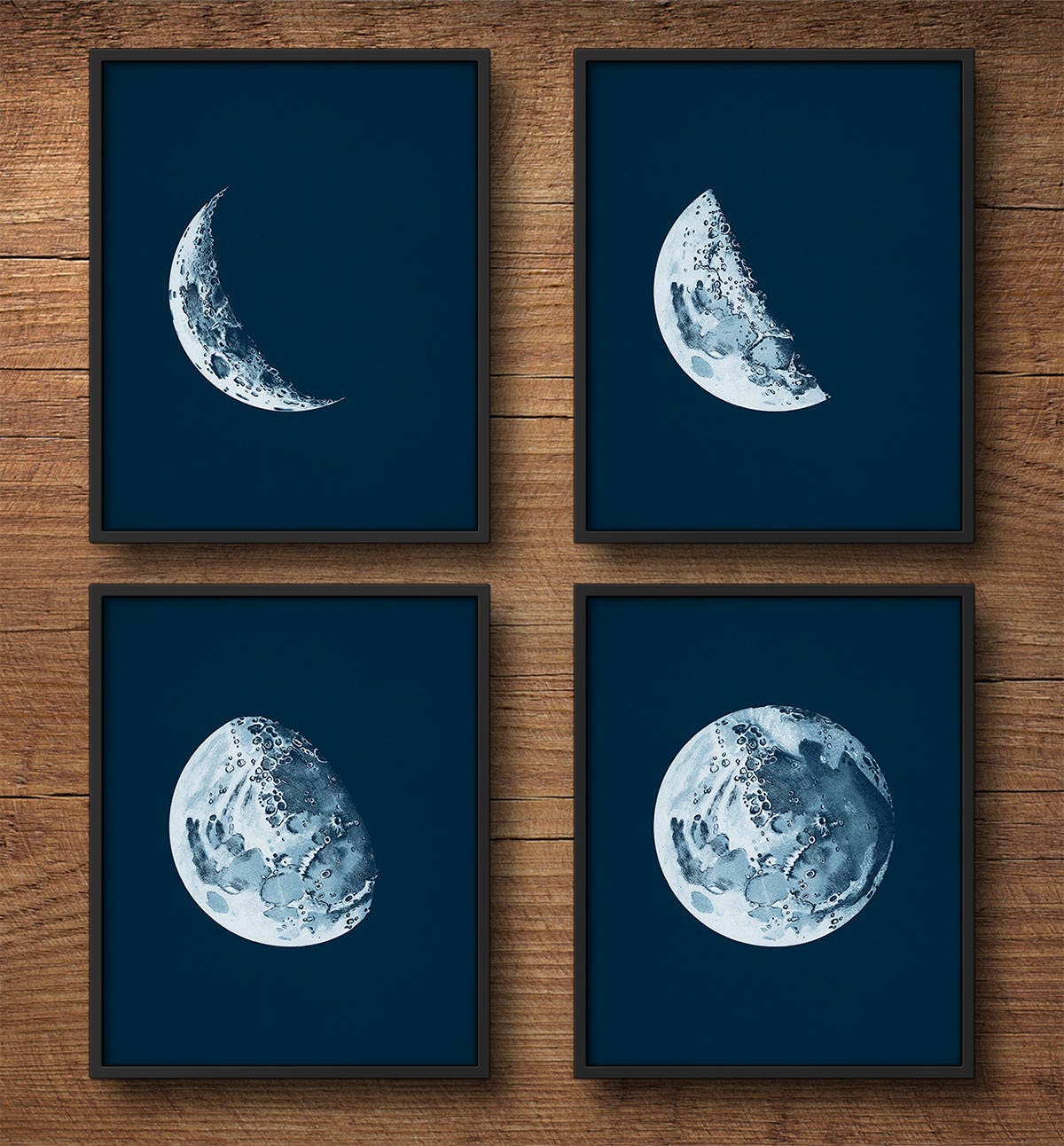 Moon Phases Print Set Moon Phases Wall Art Moon Phases - Etsy