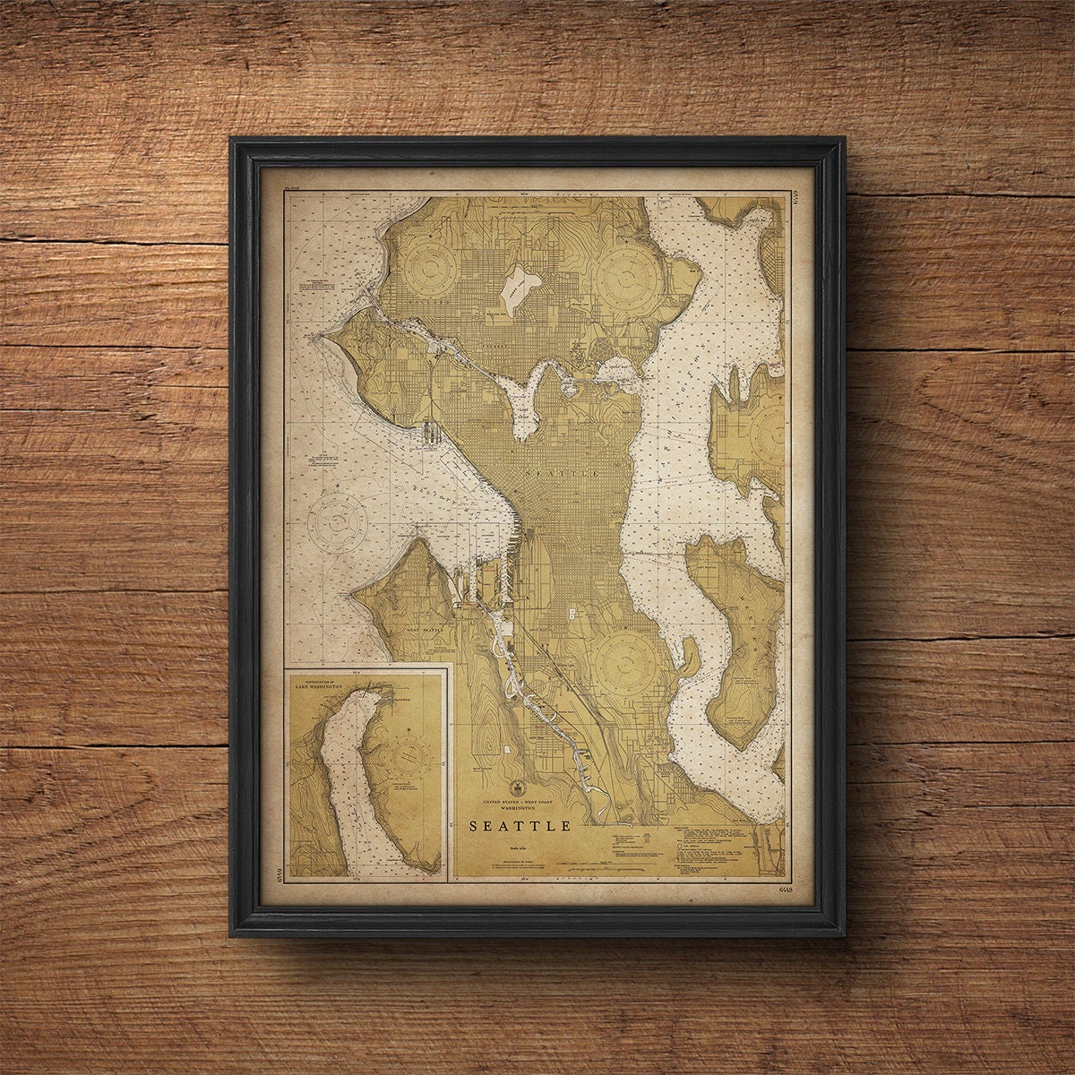 Seattle Map, Old Seattle Map, Vintage Seattle Map, Washington Map ...