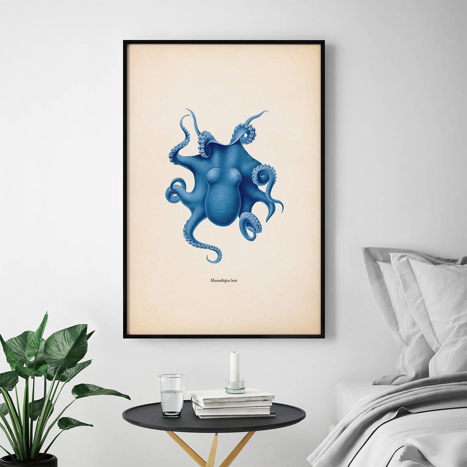 Blue Octopus Print Octopus Poster Octopus Art Octopus Wall | Etsy