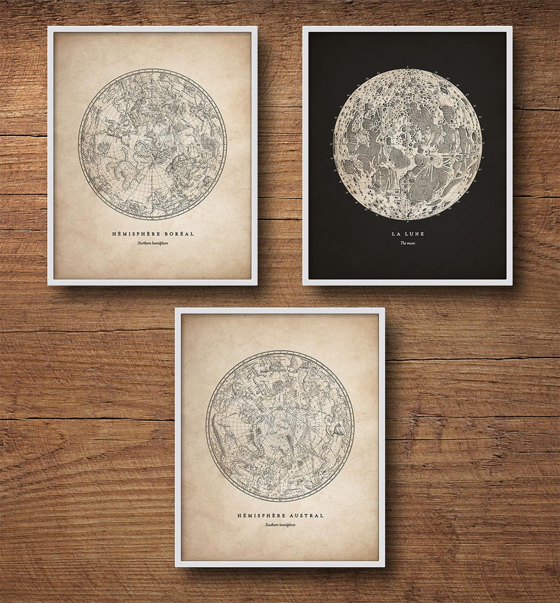 Antique Astronomy Print Set, Star Map Print, Star Chart Print ...