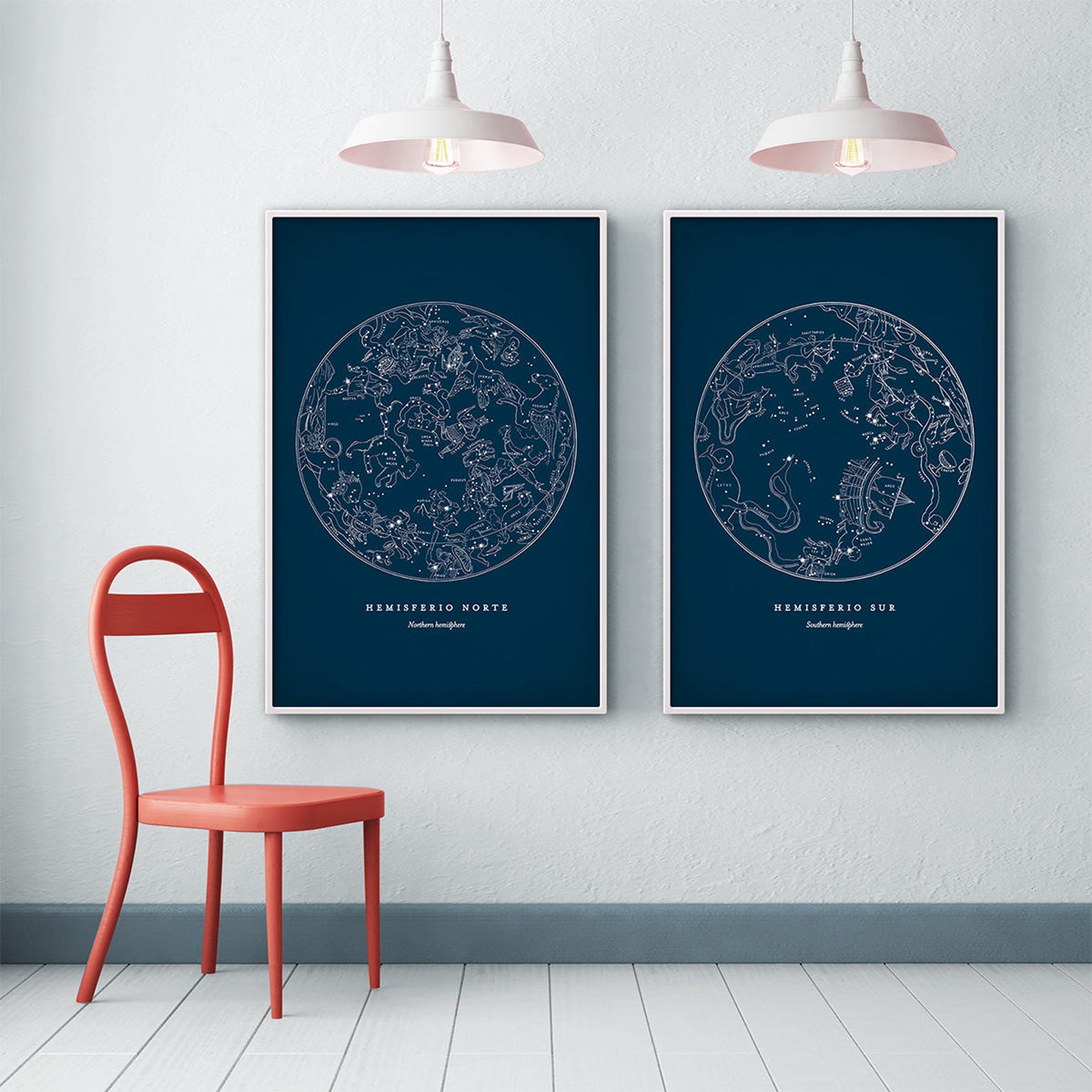 Vintage Star Map Set, Star Chart, Star Map, Constellation Print ...