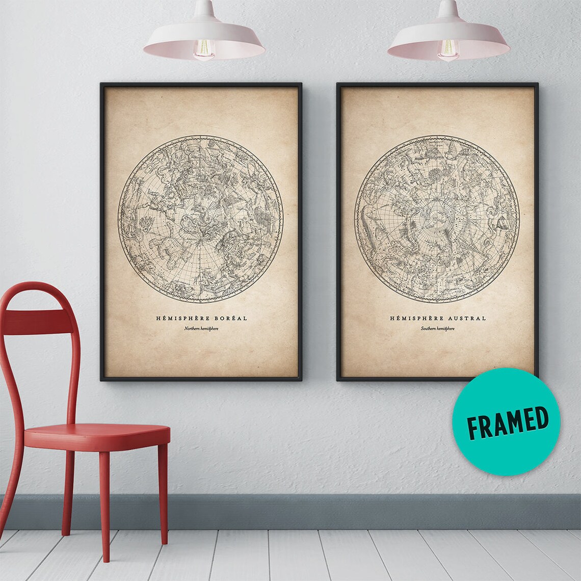 Constellation Print Set, Framed Art, Astronomy Print, Constellation Art ...