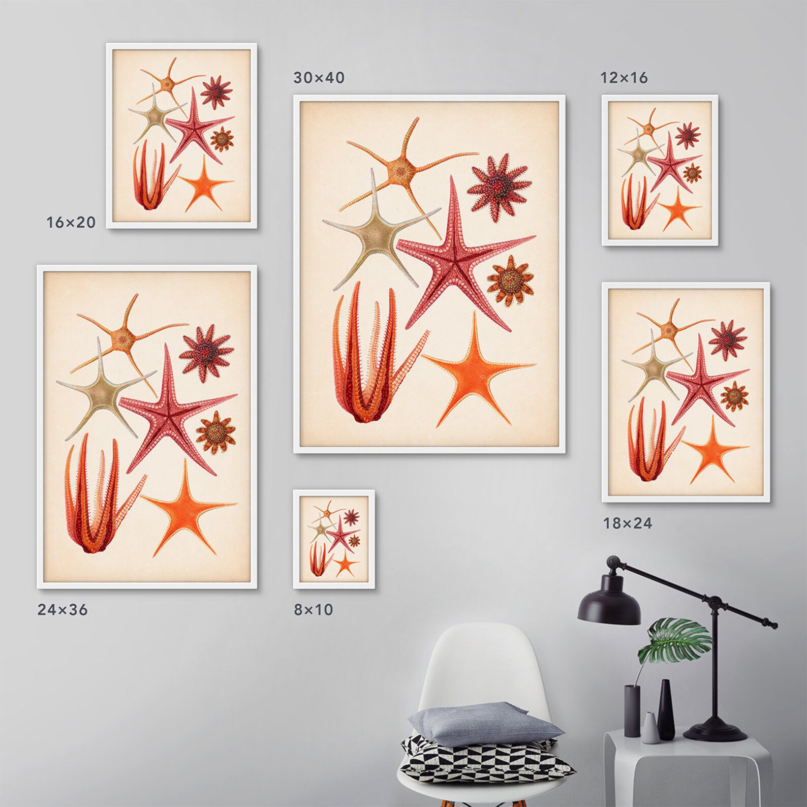 Starfish Art Coastal Art Starfish Collage Beach House Art - Etsy