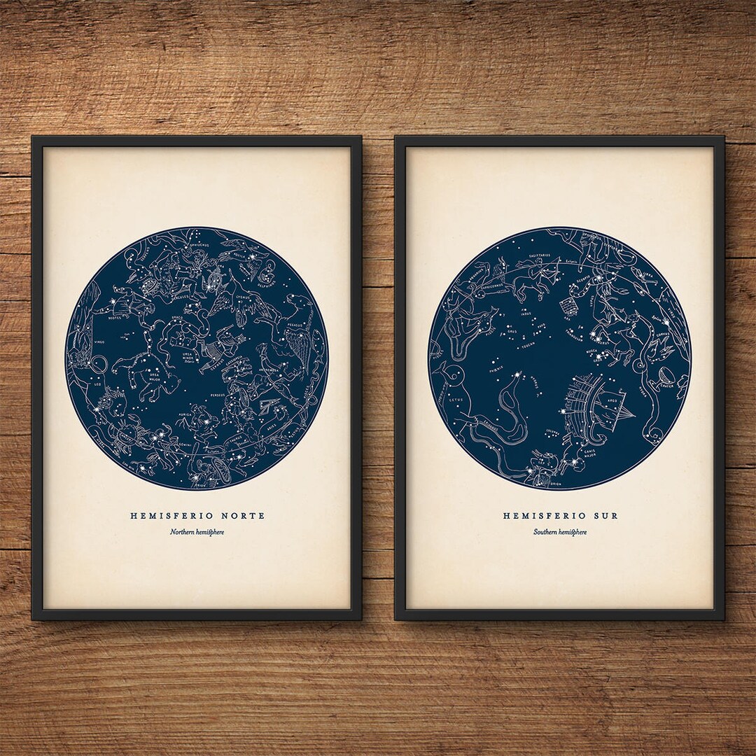 Star Map Print Set of 2, Astronomy Print, Star Chart Print ...