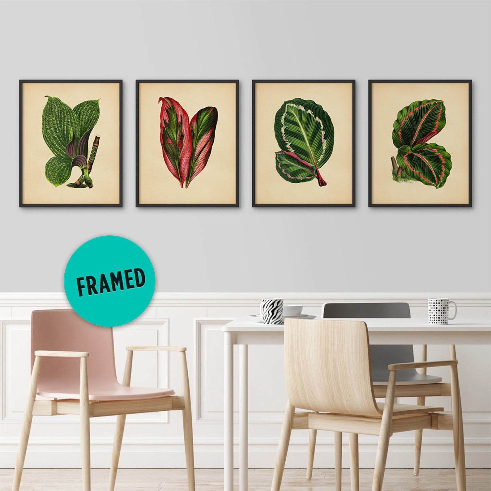 Botanical Print Set Framed Print Set Tropical Wall Art | Etsy