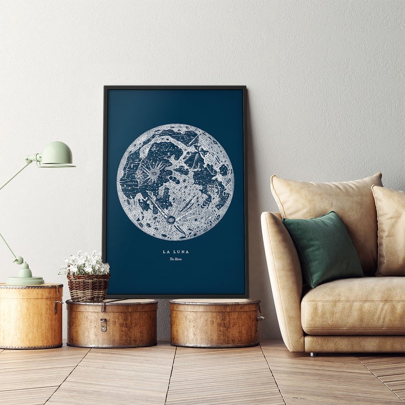 Moon Poster Moon Print Full Moon Print Full Moon Poster La | Etsy