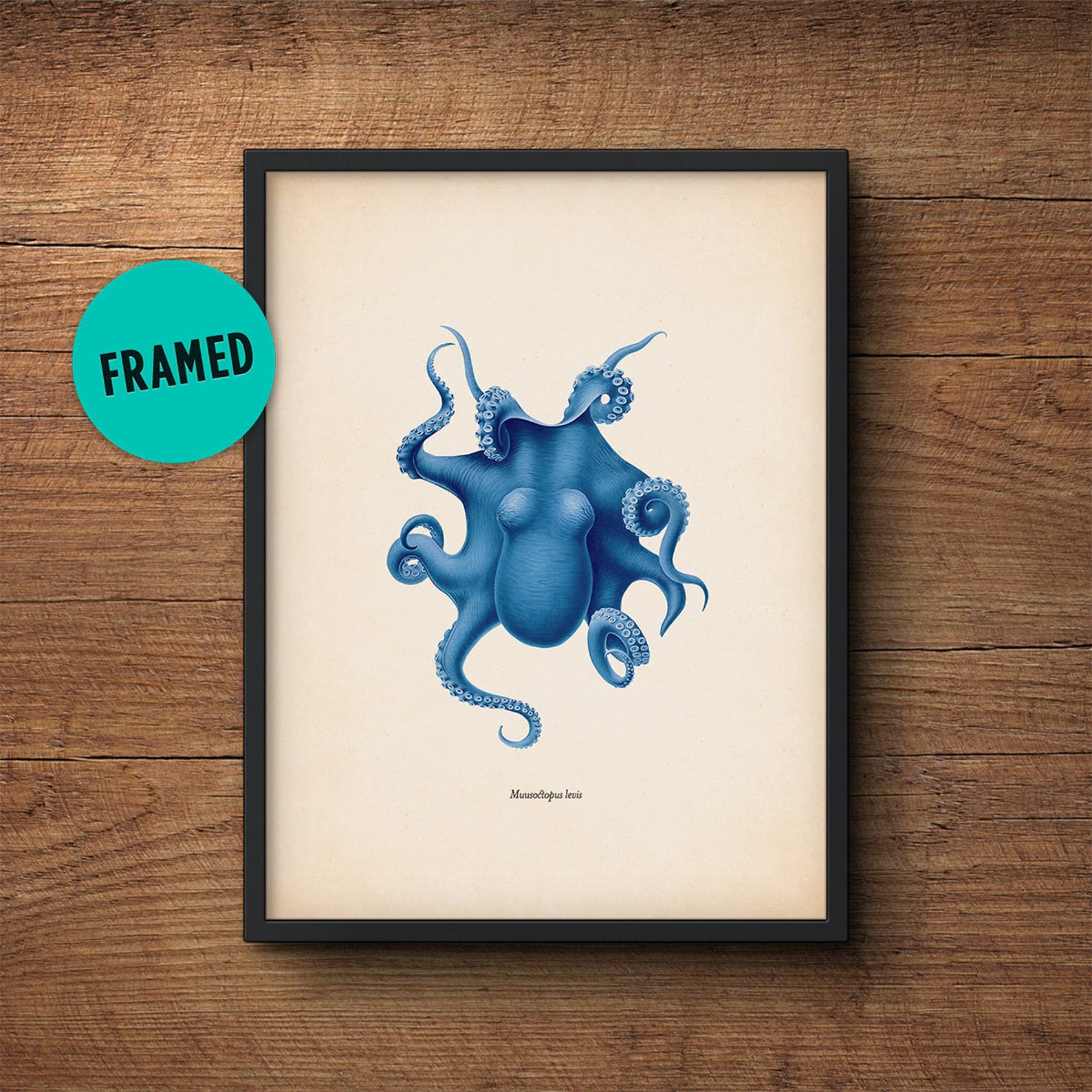 Blue Octopus Print Framed Art Octopus Art Octopus Wall Art - Etsy