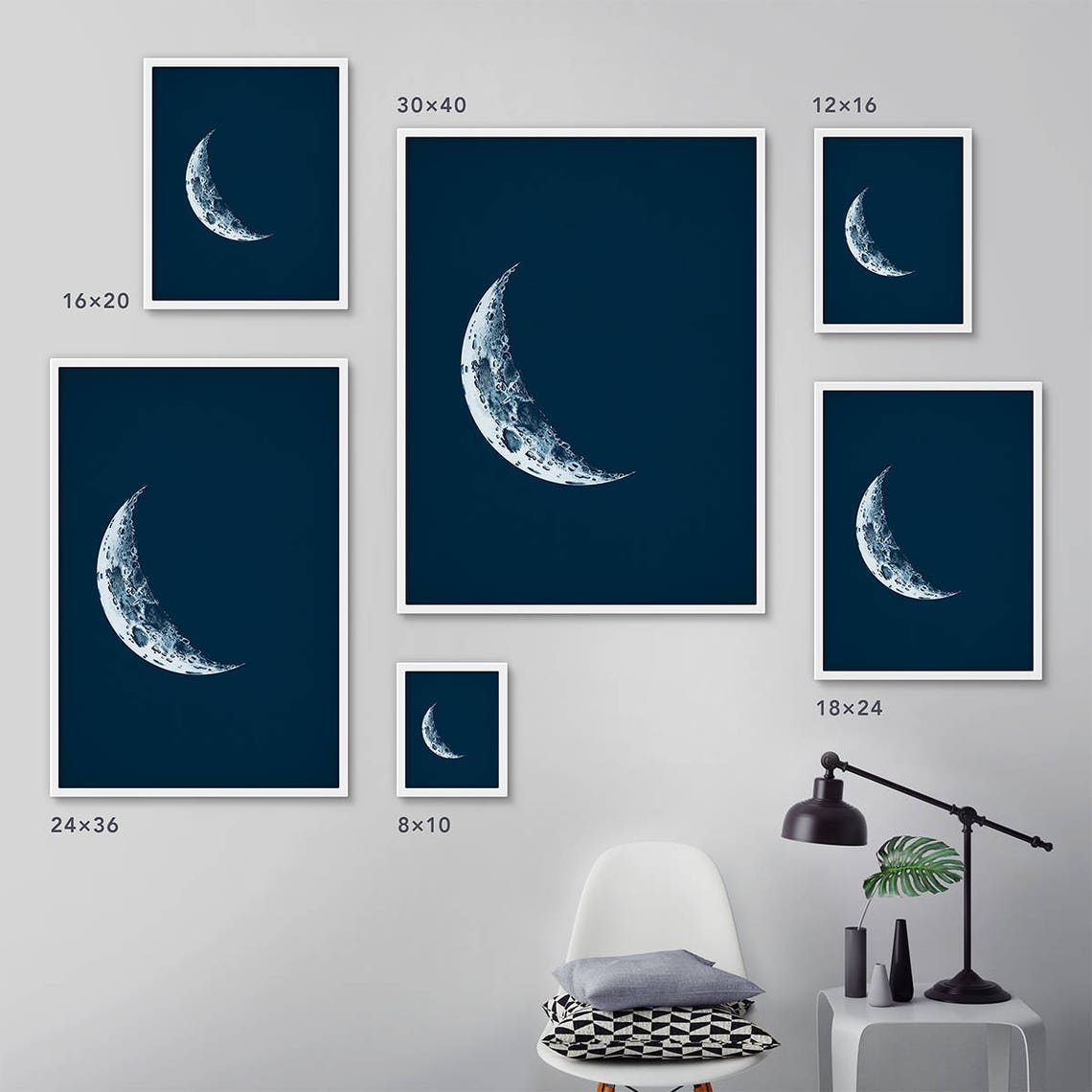 Moon Phases Print Set Moon Phases Wall Art Moon Phases - Etsy