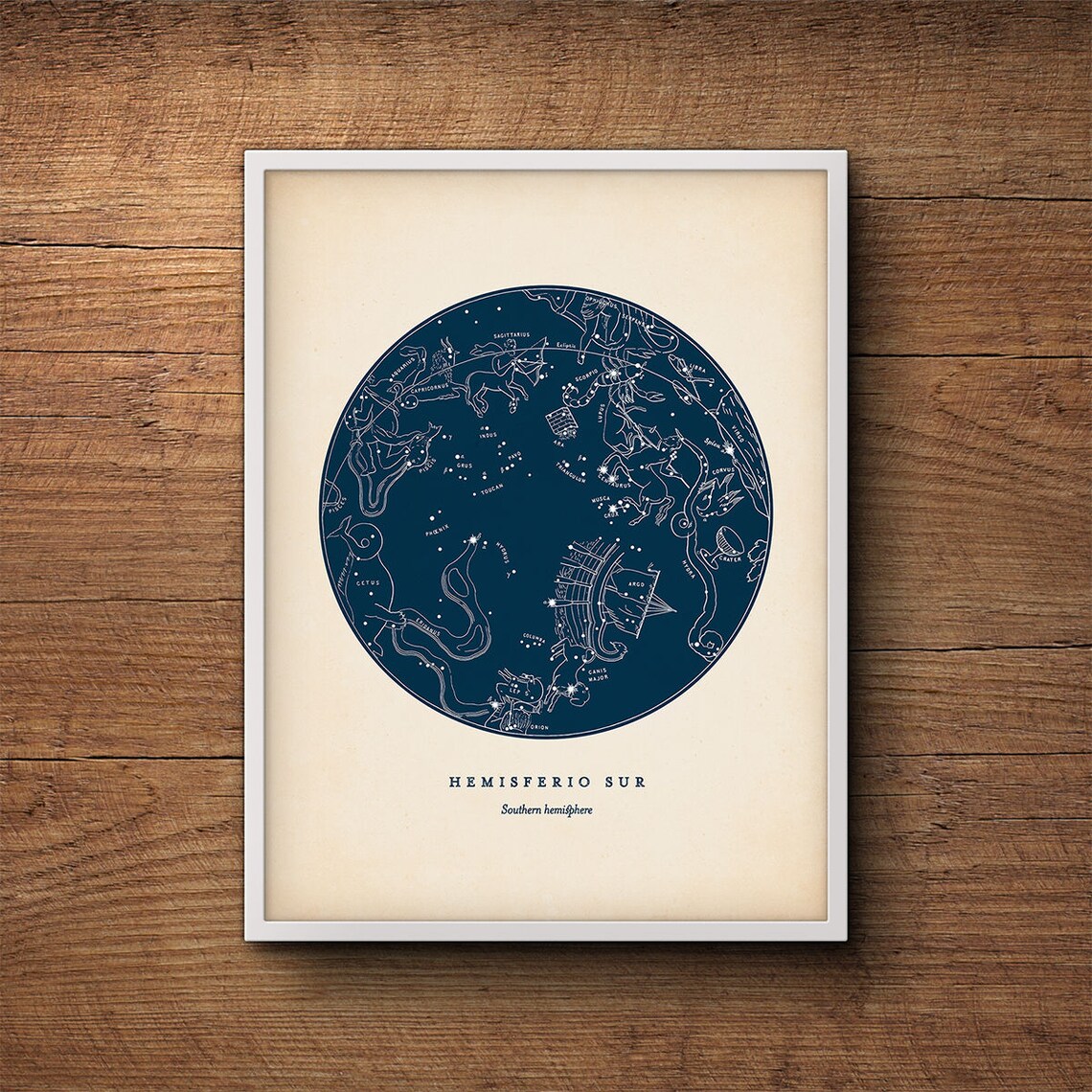 Constellations Print, Southern Hemisphere, Star Chart, Star Map, Star ...