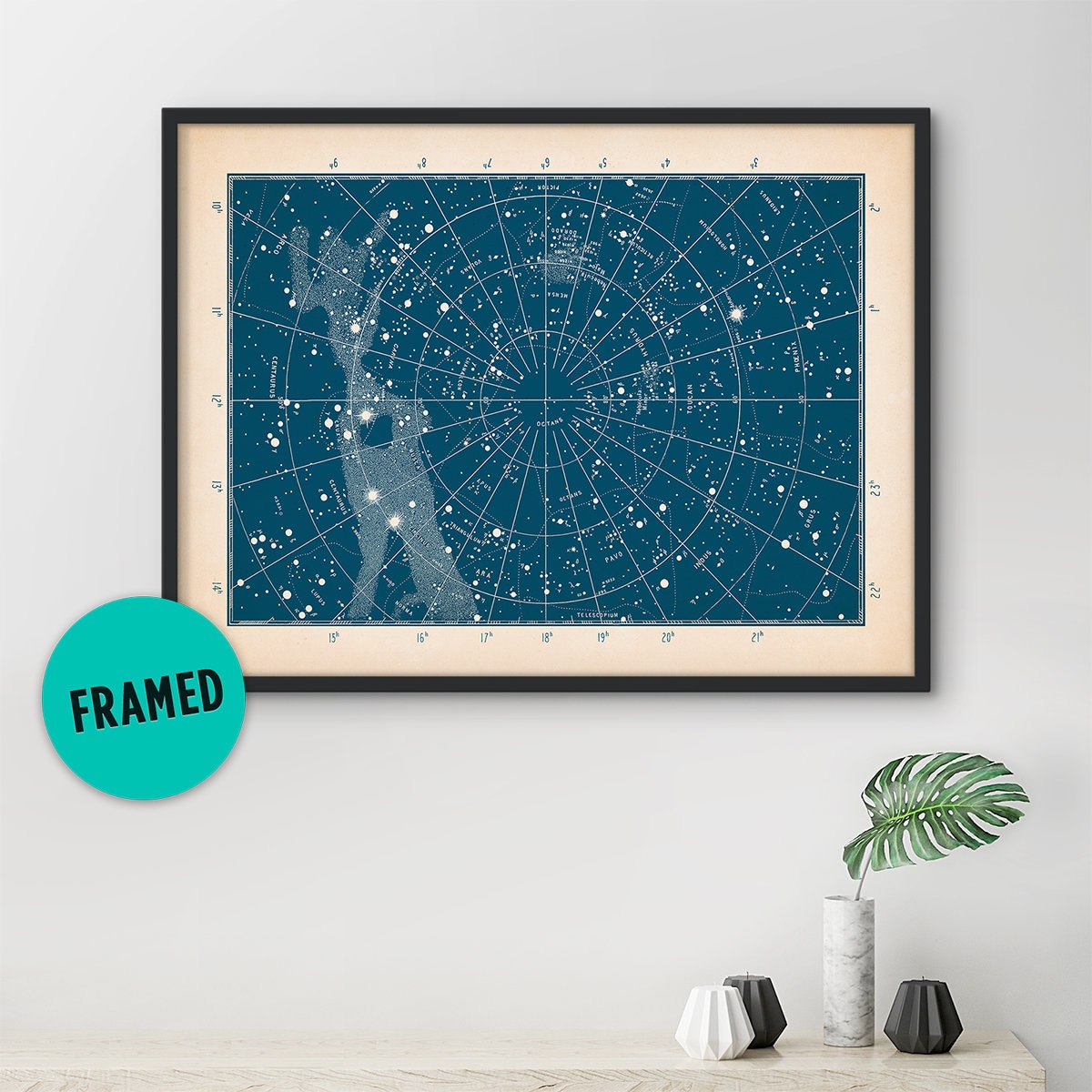 Star Chart Print, Framed Art, Star Map Print, Constellation Print ...