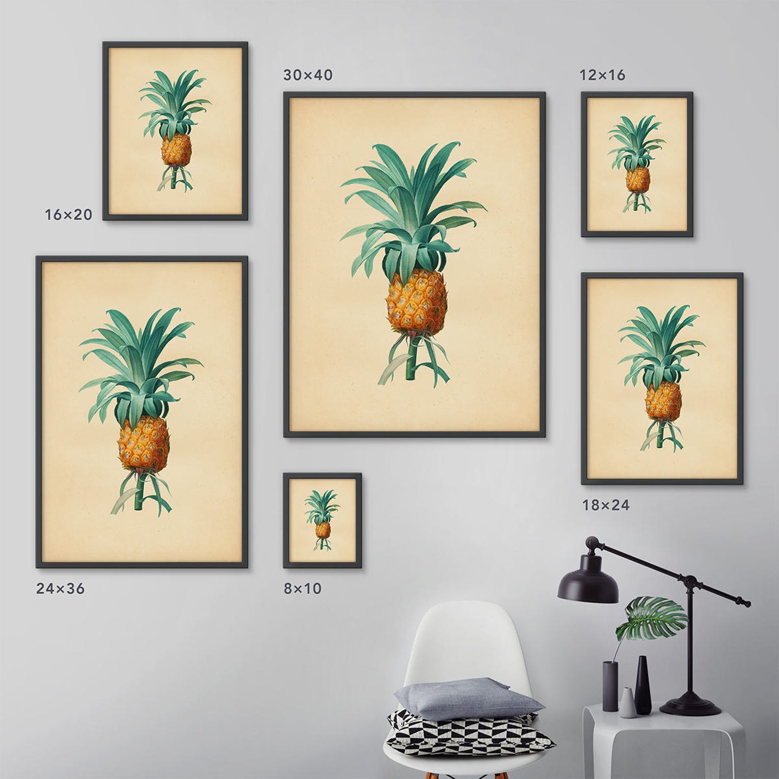 Pineapple Wall Art Pineapple Print Art Botanical Wall Art - Etsy