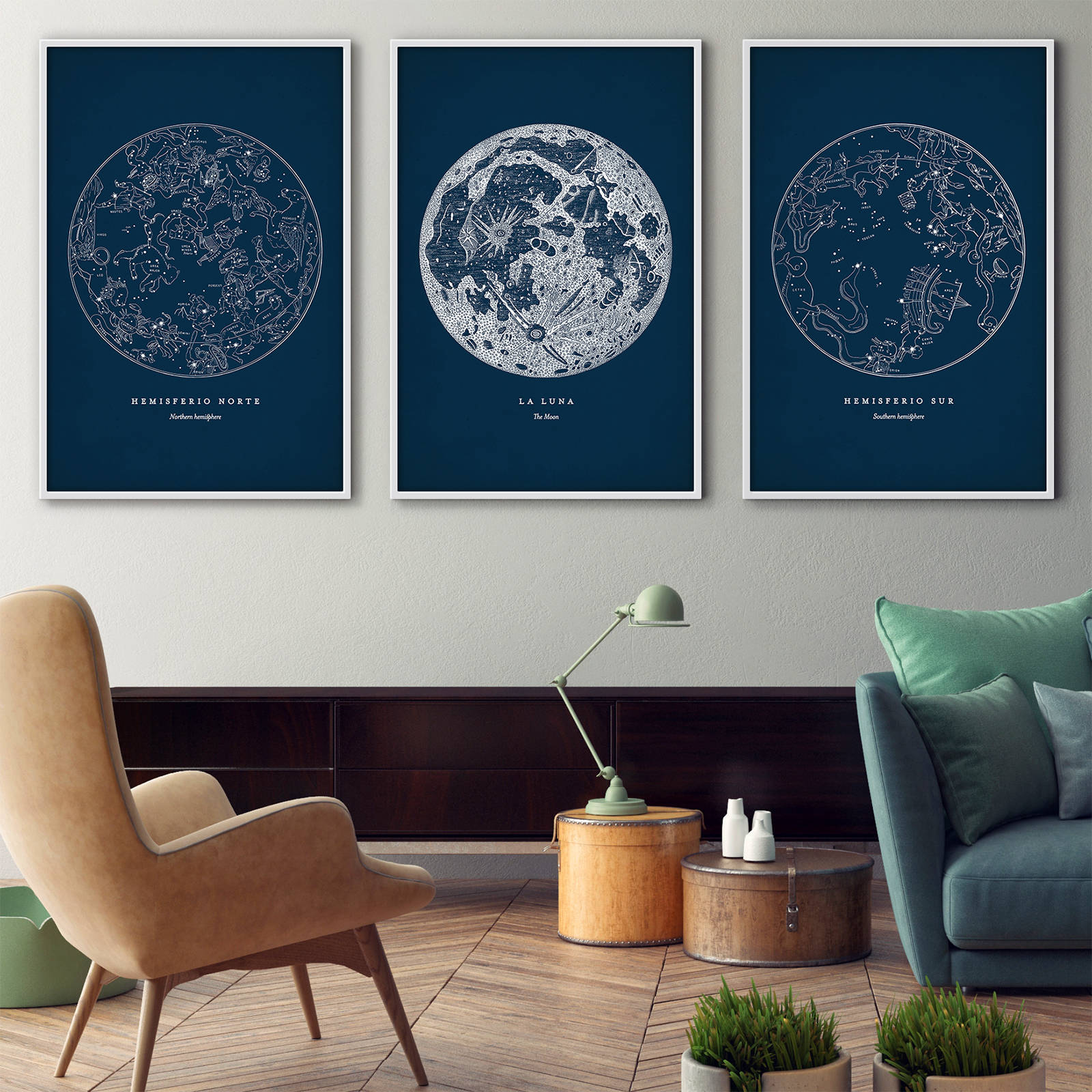 Star Map Prints Set of 3, Star Maps, Star Chart Print, Constellations ...