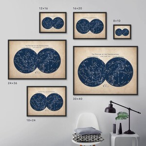Framed Art, Constellation Print, Star Map, Constellation Art, Astronomy ...
