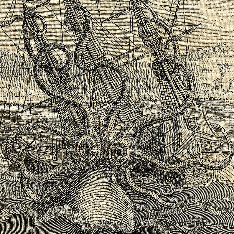 Giant Octopus Wall Art on Canvas Giant Octopus Print Octopus | Etsy