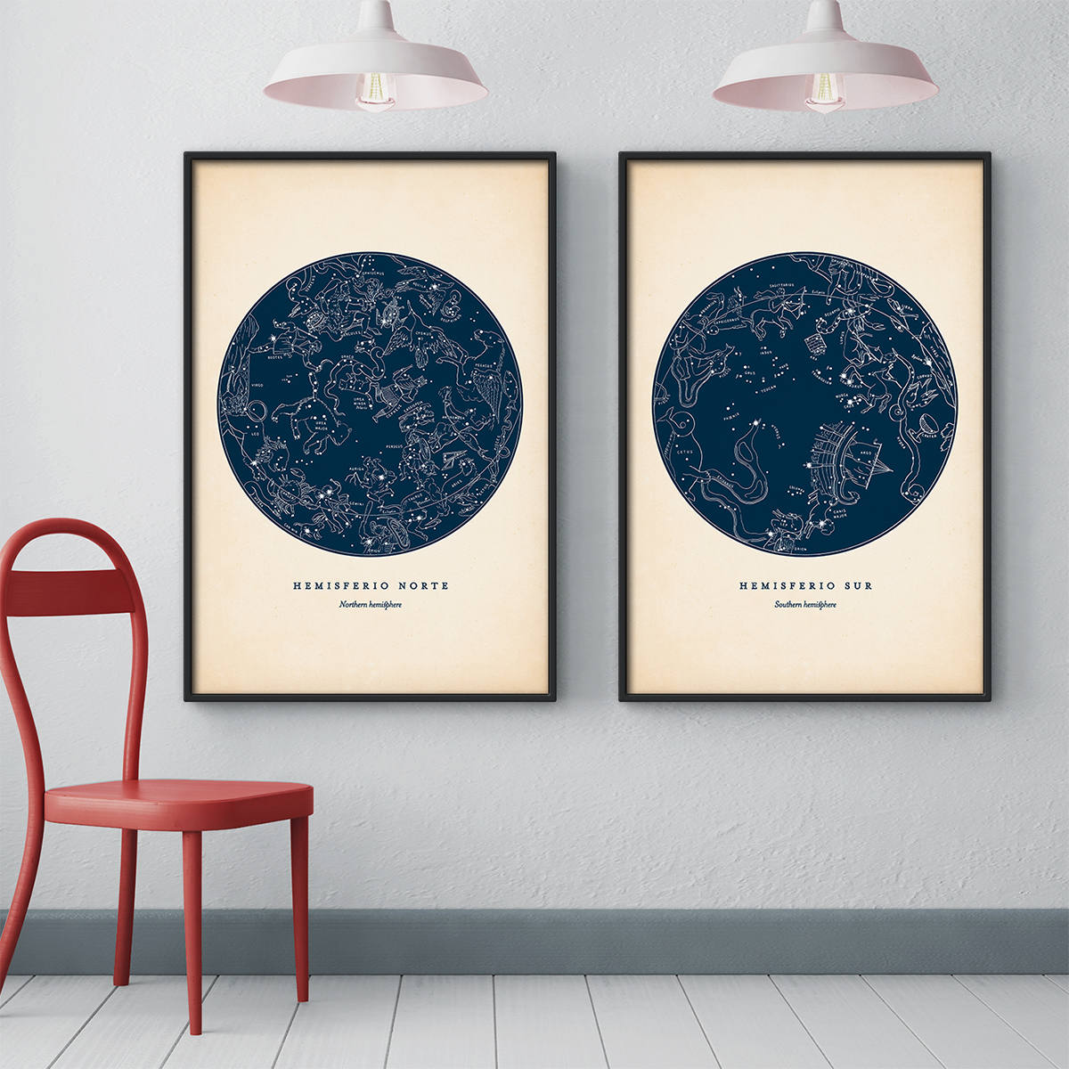 Star Map Print Set of 2, Astronomy Print, Star Chart Print ...
