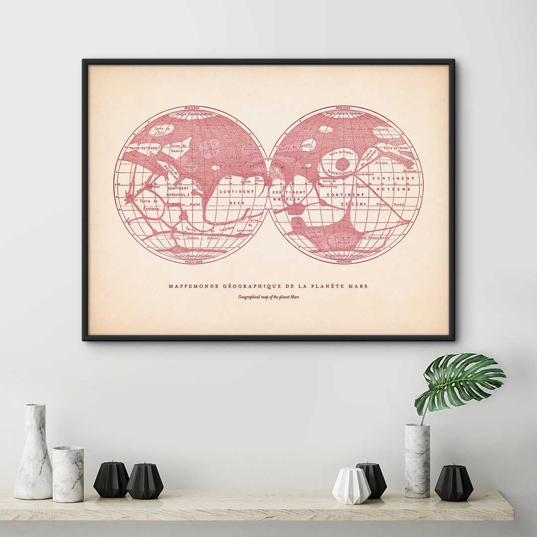 Mars Print, Star Map, Map of Planet Mars, Mars Print, Astronomy Poster ...
