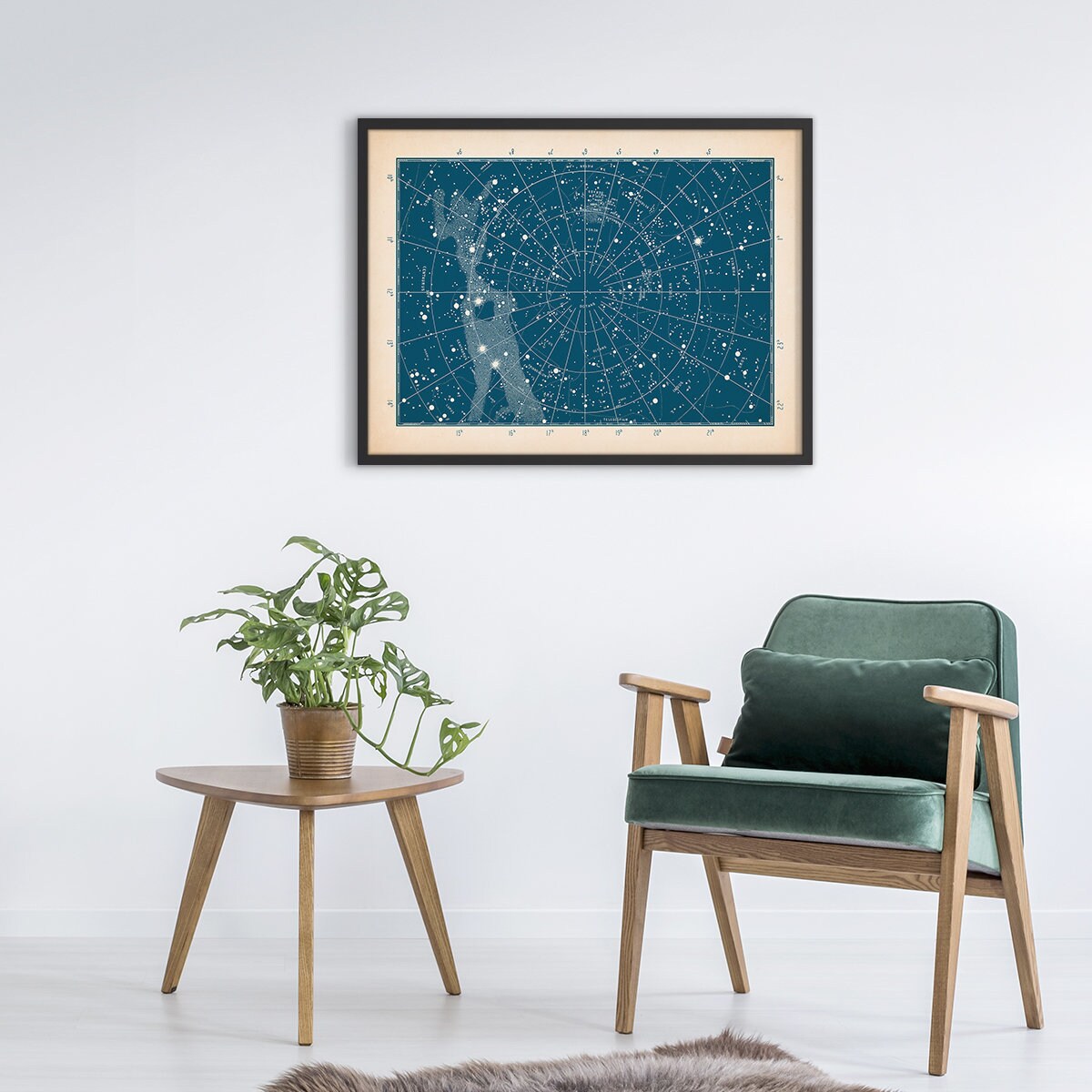 Star Chart Print, Framed Art, Star Map Print, Constellation Print ...
