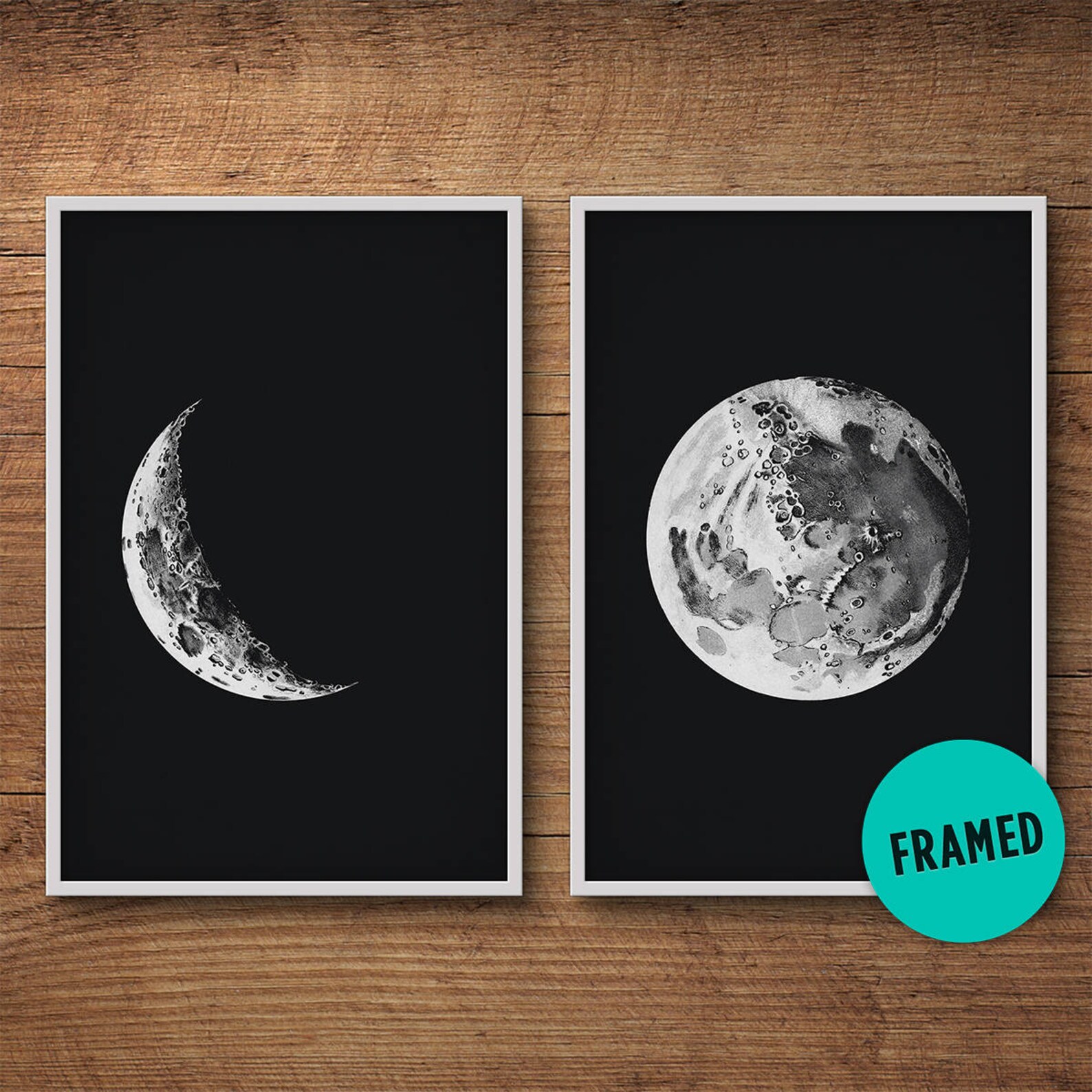 Moon Phase Prints Framed Moon Art Moon Phases Prints Moon - Etsy