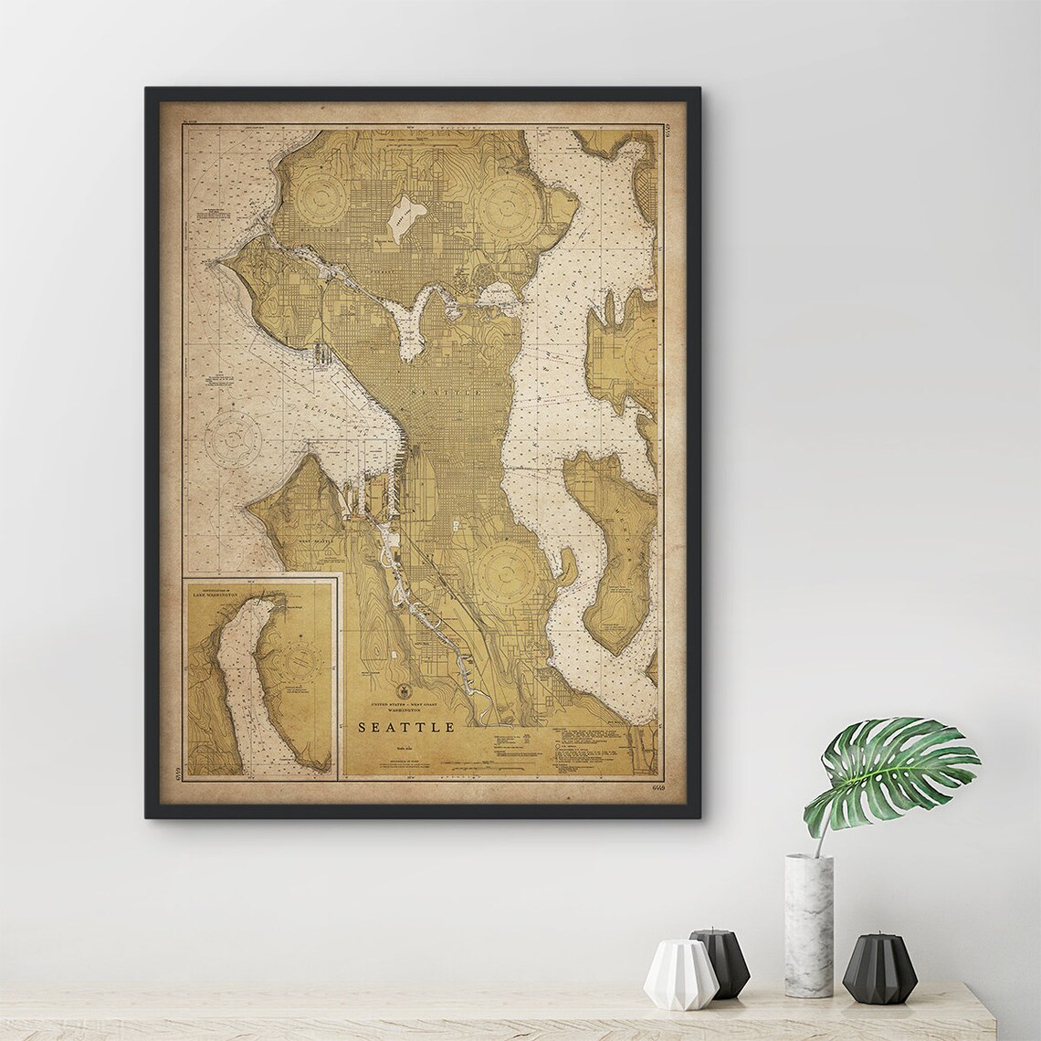 Seattle Map, Old Seattle Map, Vintage Seattle Map, Washington Map ...
