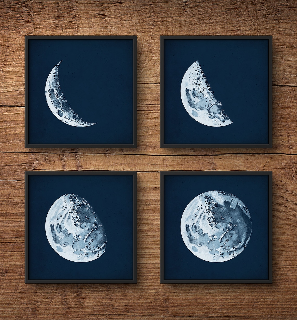 Moon Phases Framed Art Set Moon Phases Posters Moon Prints - Etsy