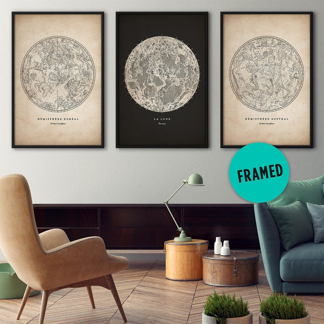 Star Map Set, Framed Art, Constellations Set, Constellation Print, Star ...