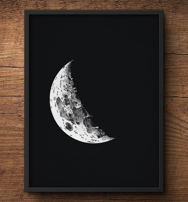Moon Phases Set of 6, Framed Art, Moon Phases Prints, Moon Prints, Moon ...