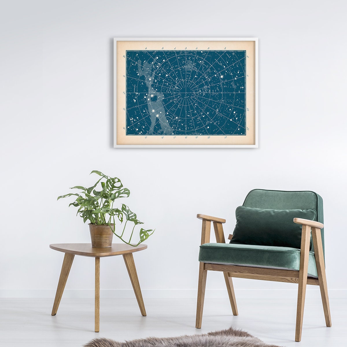 Star Chart Print, Framed Art, Star Map Print, Constellation Print ...