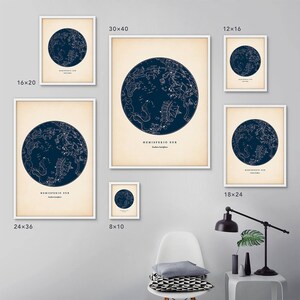 Star Map Set of 3, Framed Art, Star Map, Constellation Print, Star ...