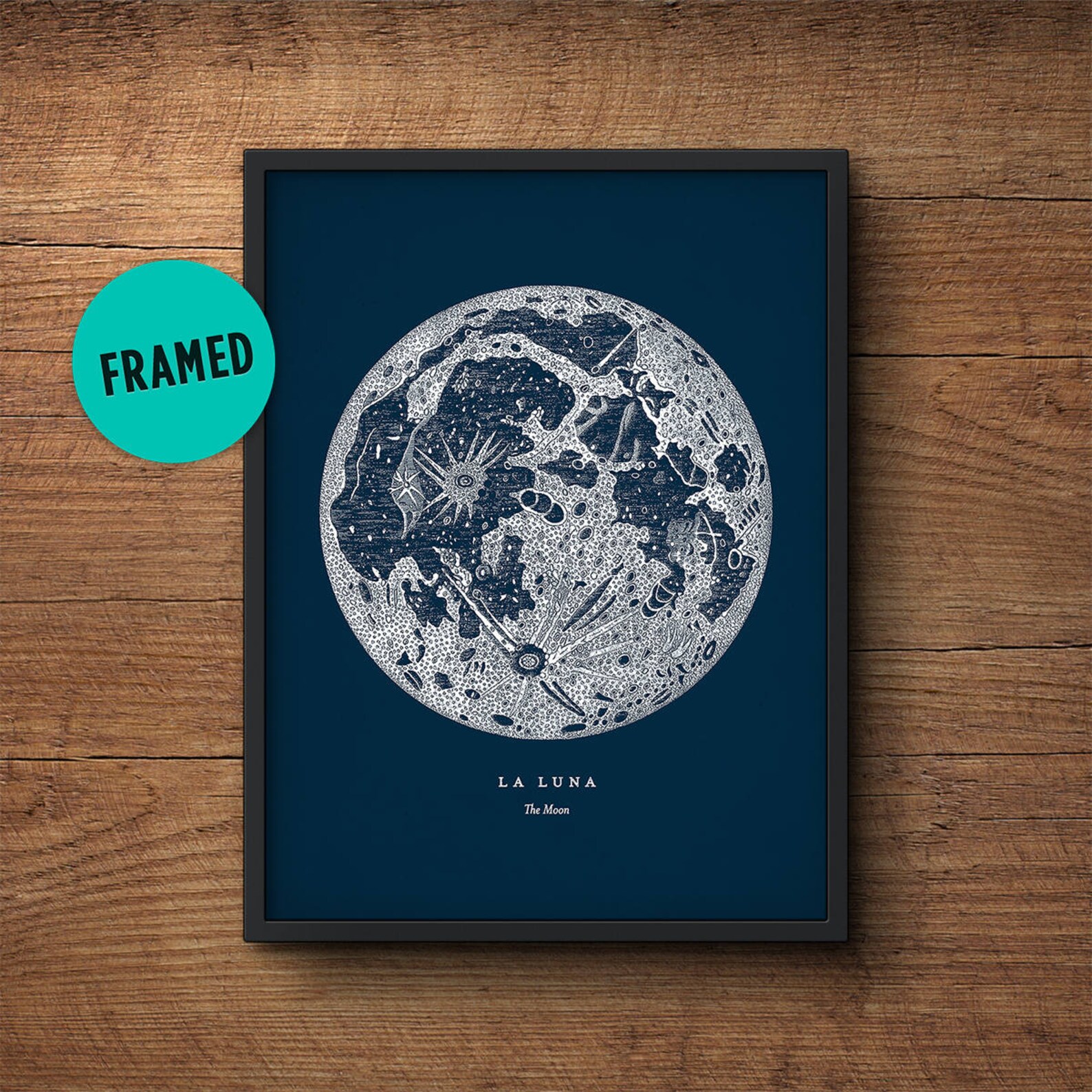 Moon Print, Framed, Moon Poster, Full Moon Poster, Full Moon Print ...