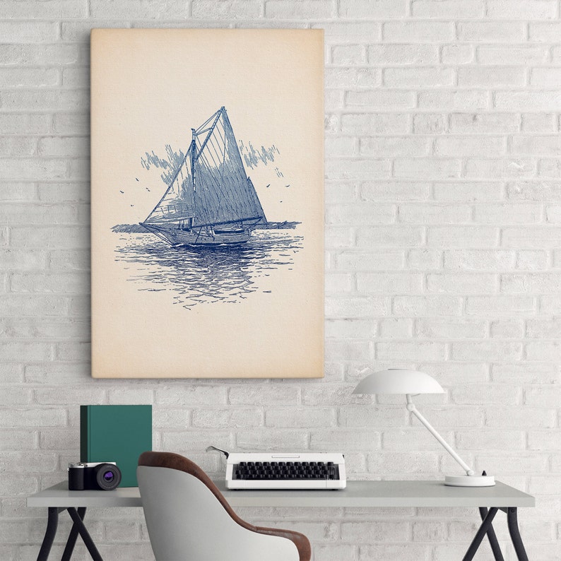 Sailboat Print Canvas Art Nautical Decor Ship Print Beach - Etsy