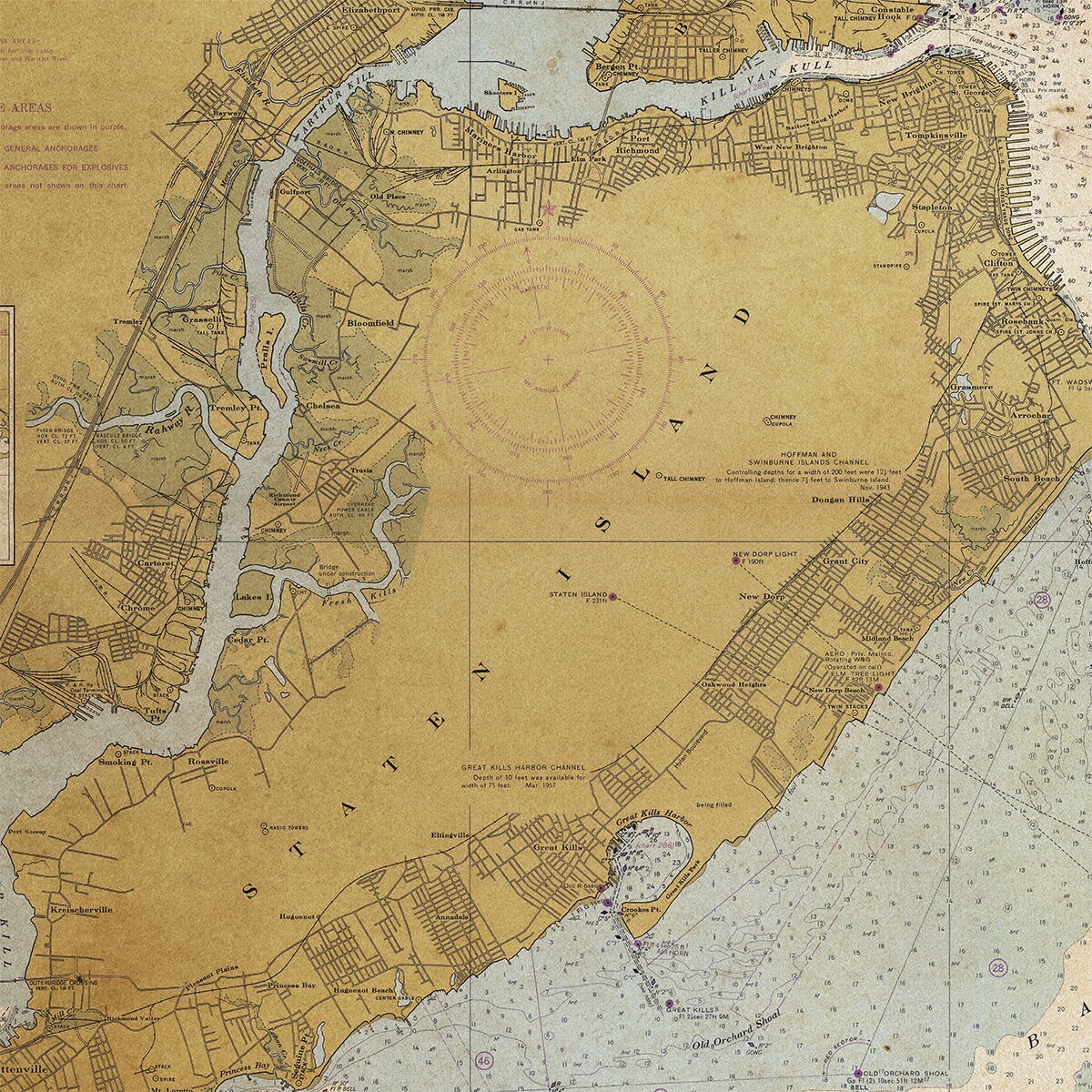 Staten Island Map Old Staten Island Map New York Map - Etsy