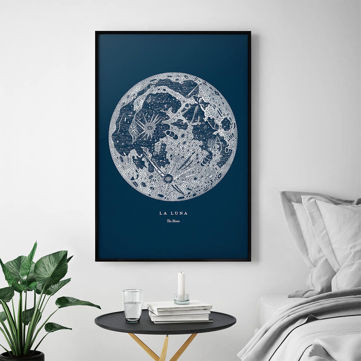 Moon Print Framed Moon Poster Full Moon Poster Full Moon | Etsy