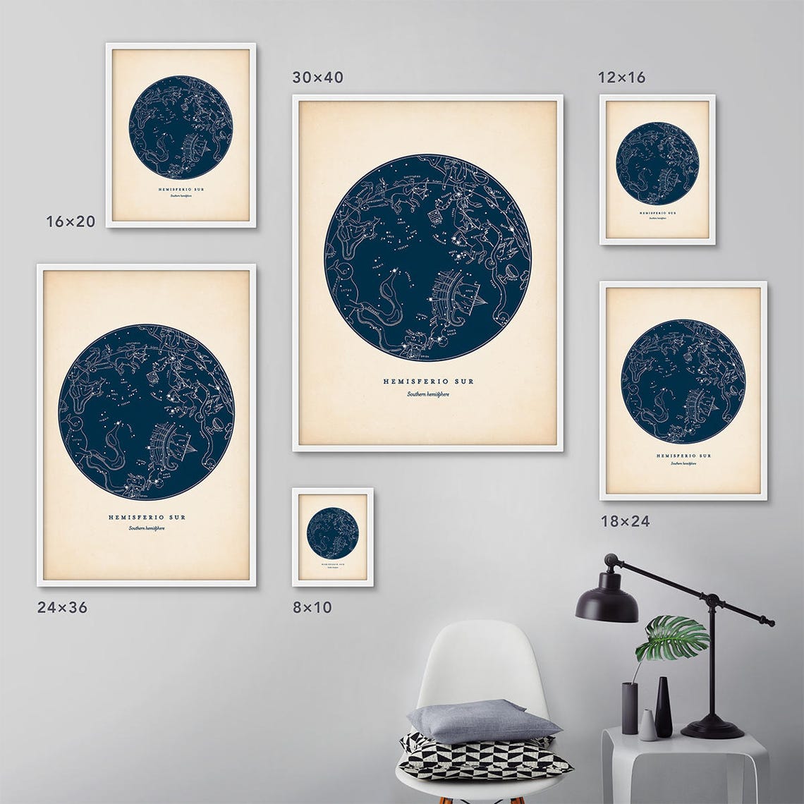 Constellations Print, Southern Hemisphere, Star Chart, Star Map, Star ...