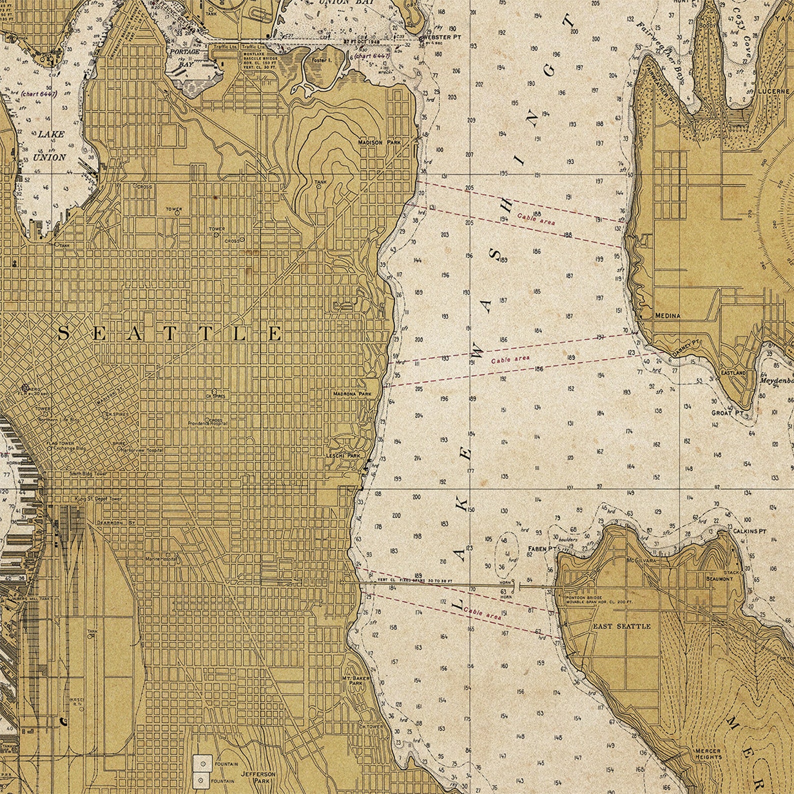 Seattle Map Old Seattle Map Vintage Seattle Map Washington - Etsy