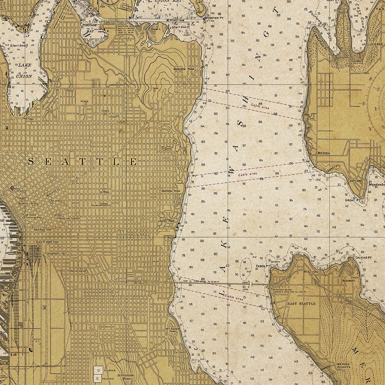 Seattle Map Old Seattle Map Vintage Seattle Map Washington - Etsy