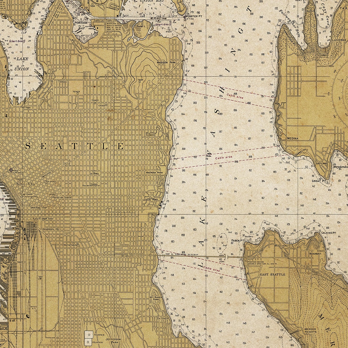 Seattle Map Old Seattle Map Vintage Seattle Map Washington - Etsy