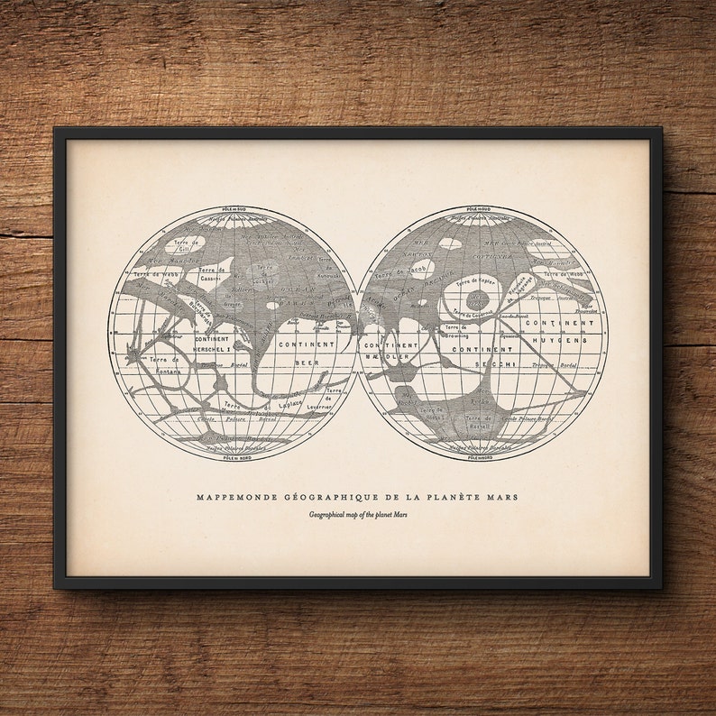 Mars Print Star Map Map of Planet Mars Mars Print | Etsy