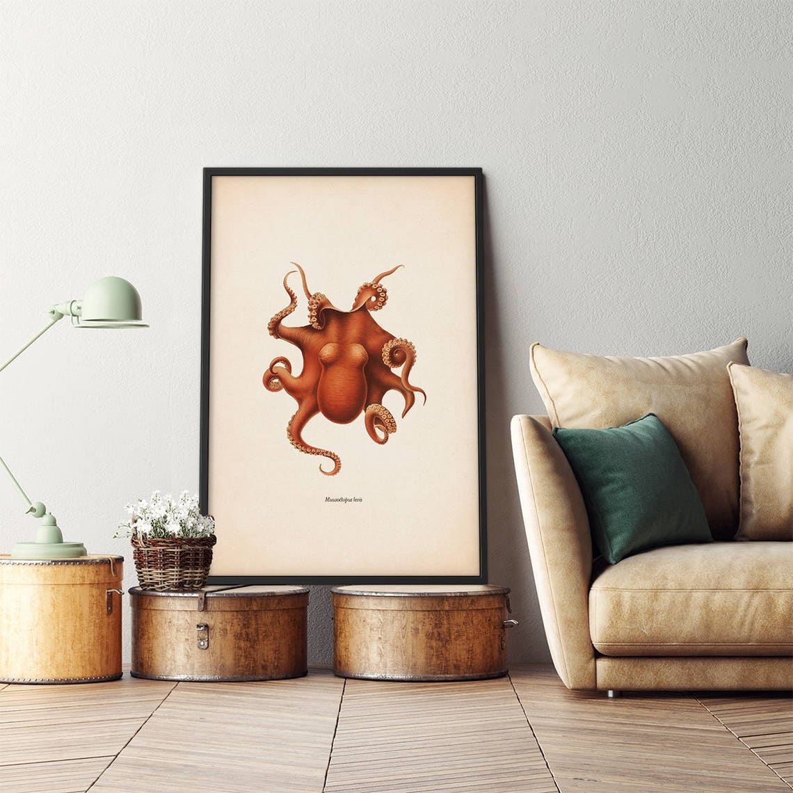 Octopus Print, Framed Art, Octopus Art, Octopus Wall Art, Octopus ...