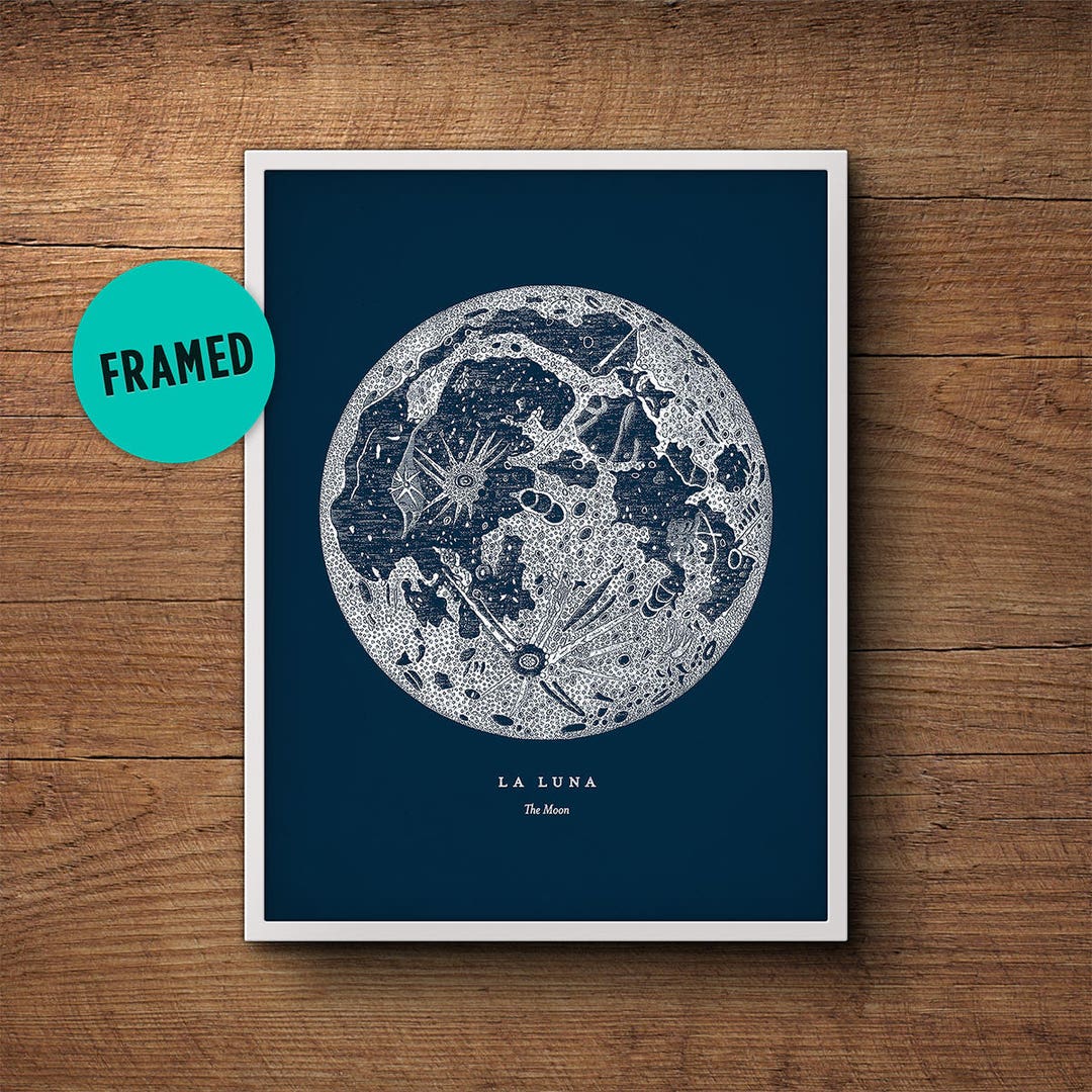 Moon Print, Framed, Moon Poster, Full Moon Poster, Full Moon Print ...