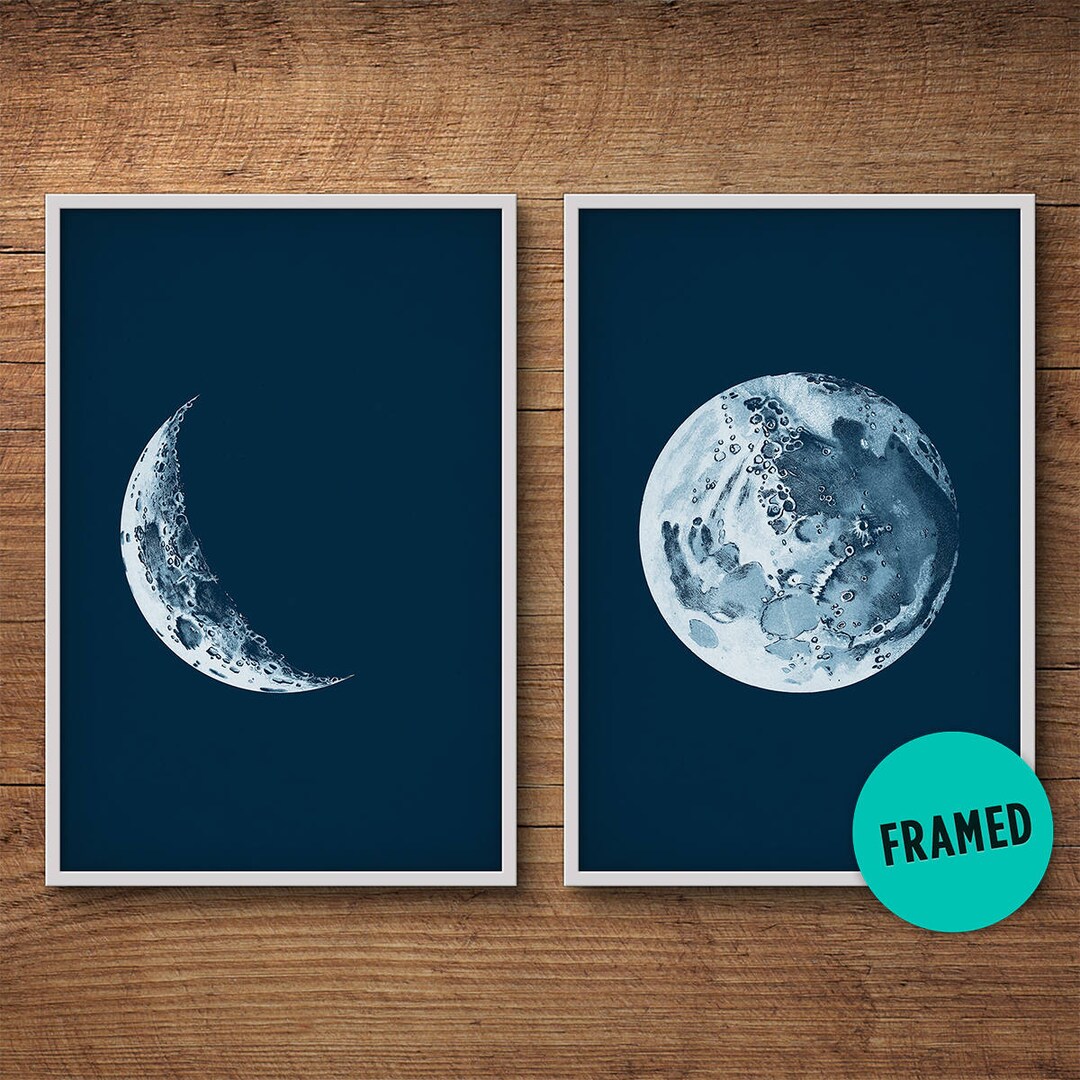 Moon Phase Prints, Framed, Moon Art, Moon Phases Prints, Moon Phases ...